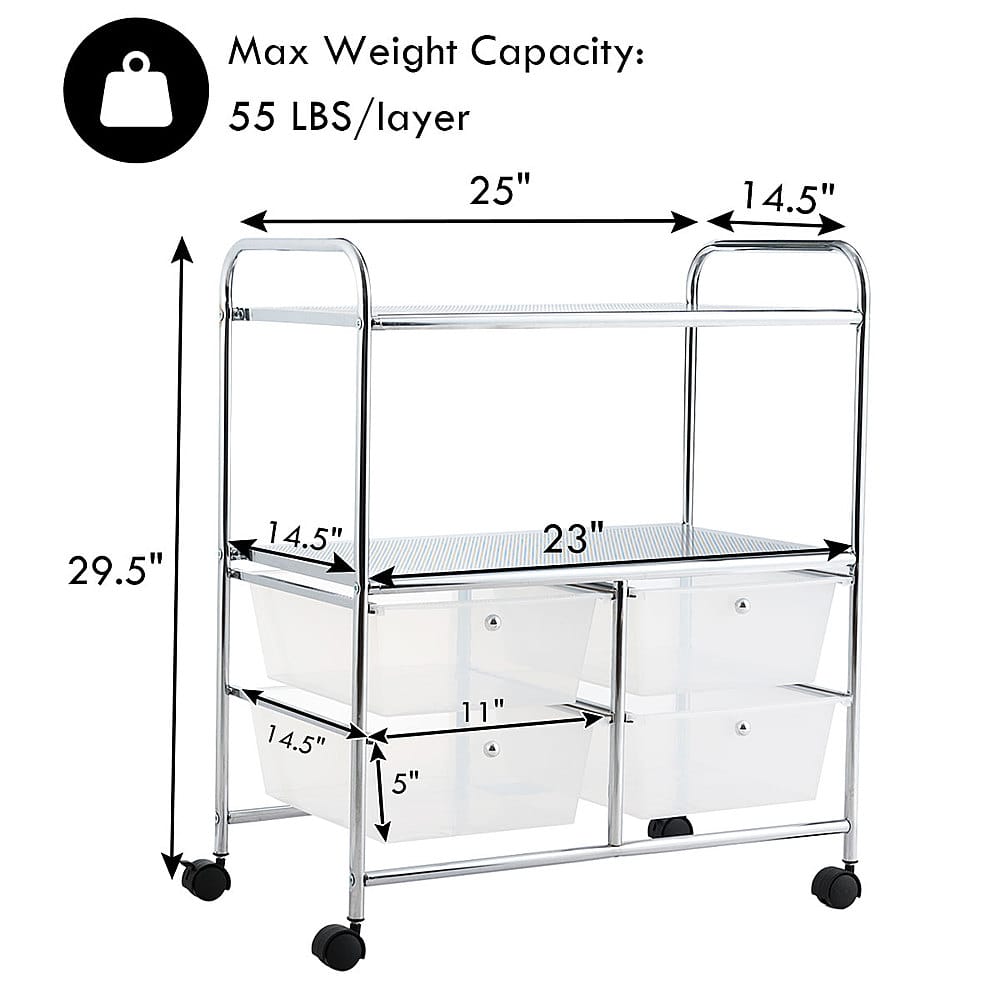 Costway - 4Drawer Rolling Storage Cart Shelf Scrapbook Paper Office ...