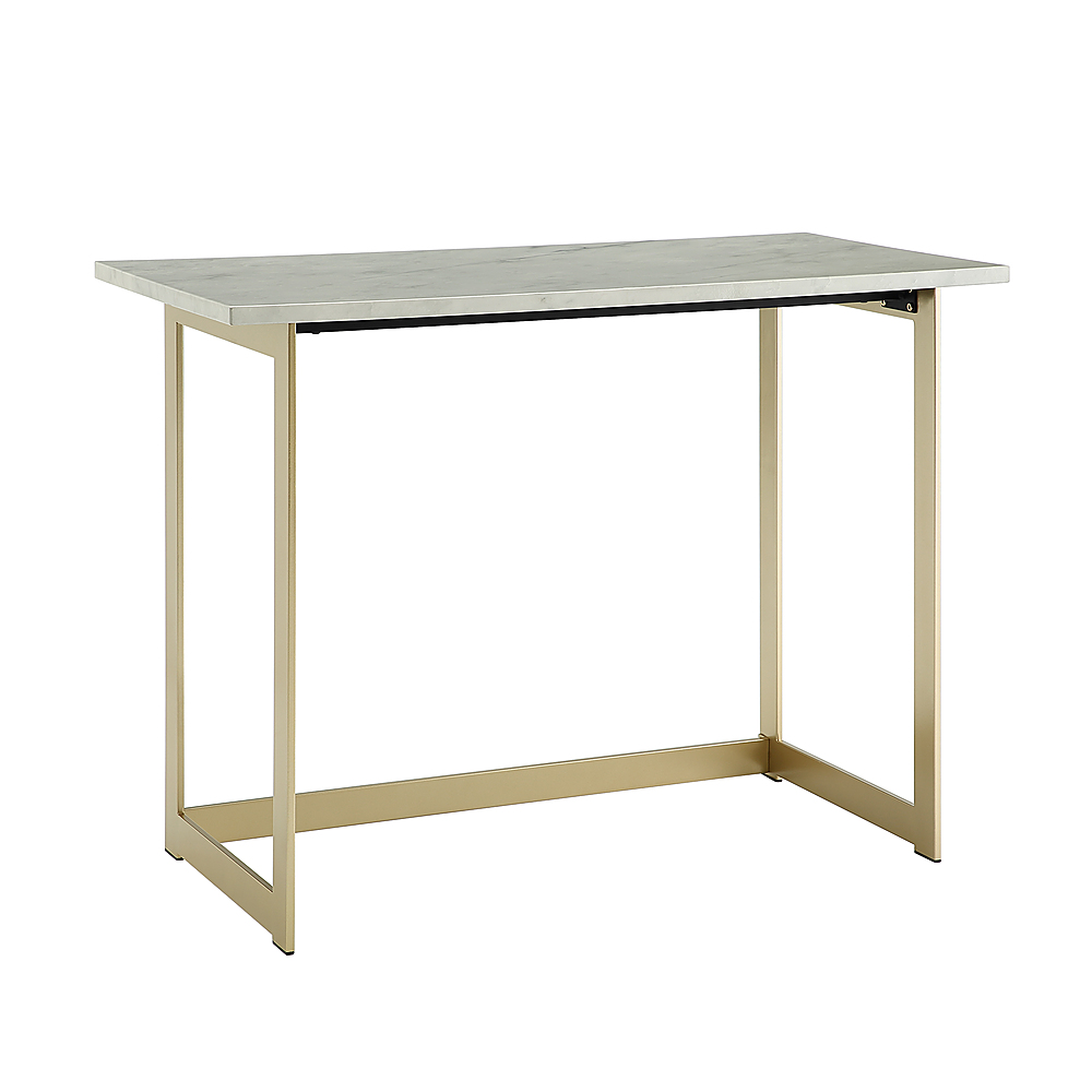 Walker Edison - Modern Faux Marble Computer Desk - White Faux Marble ...