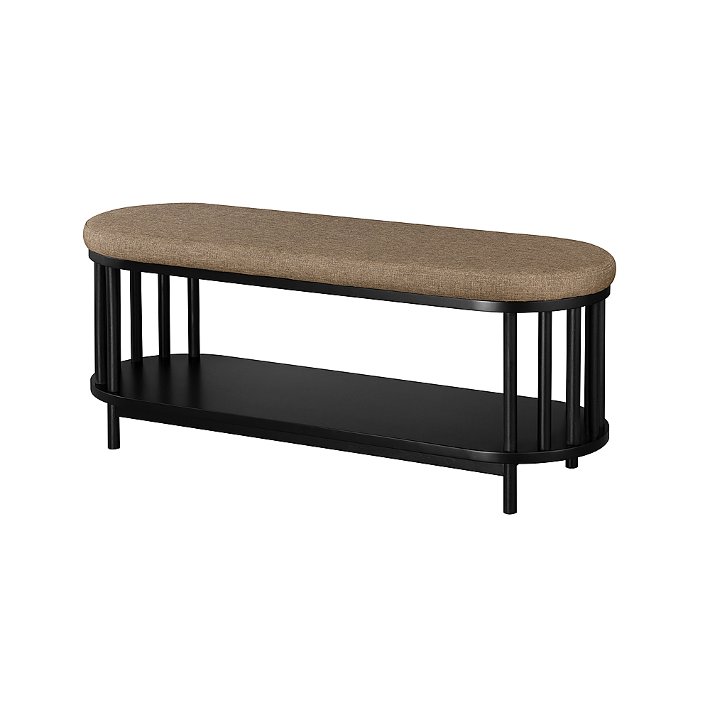 Walker Edison - Modern Upholstered Bench - Black - Angle