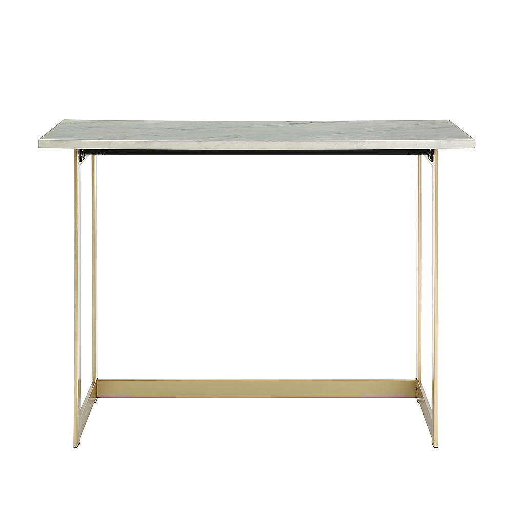 Walker Edison - Modern Faux Marble Computer Desk - White Faux Marble ...