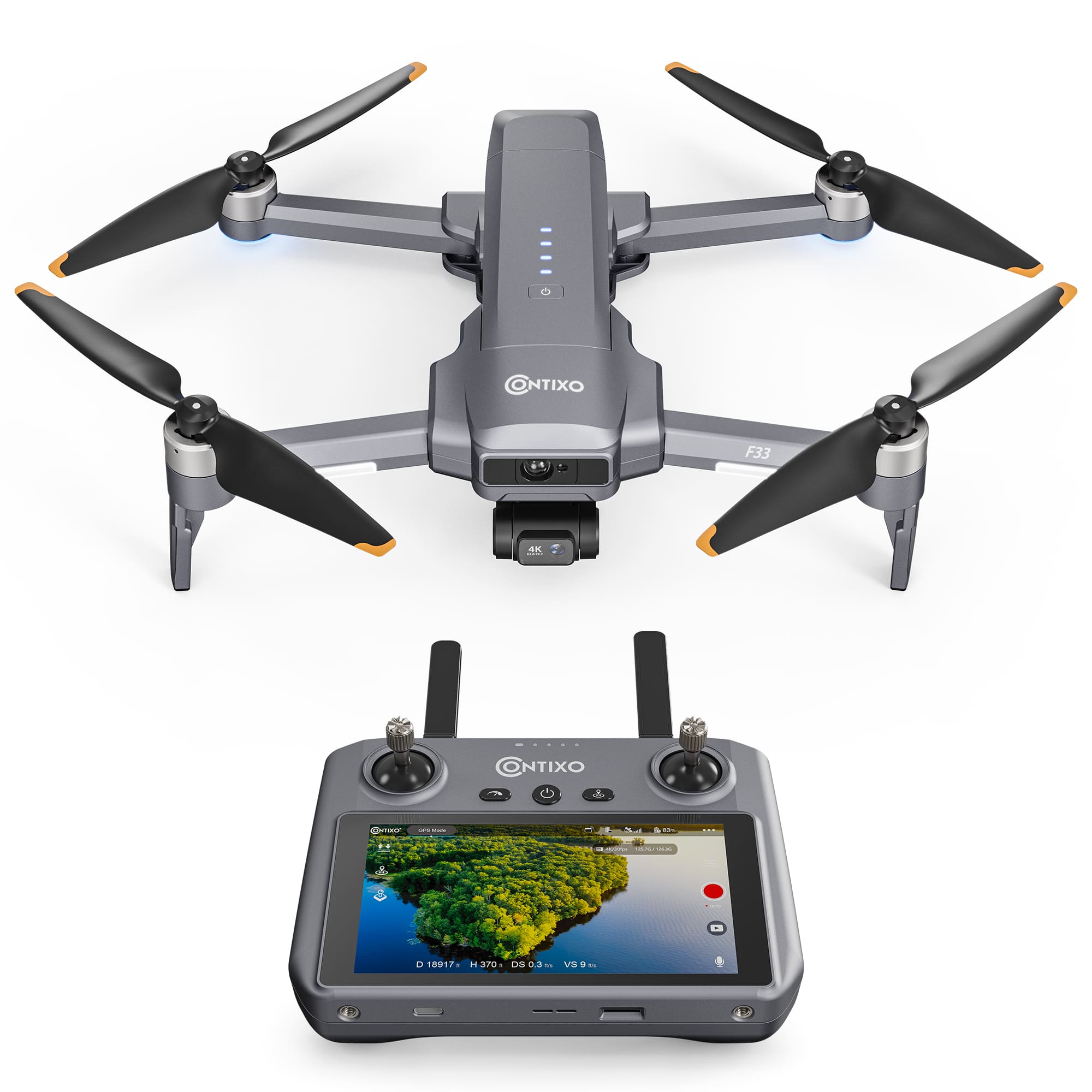 Contixo - F33 Vortex 4K GPS Drone with 2-Axis Gimbal, 6KM Range, 40-Min ...
